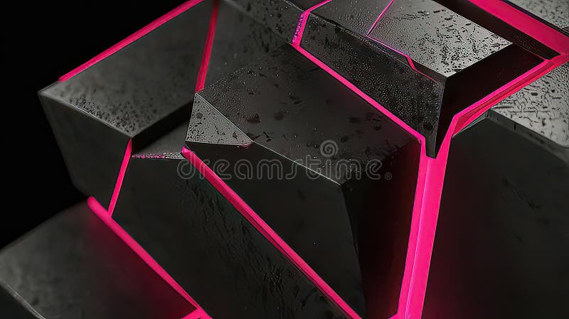 Pink Neon Angled Block Design with Texture Effects Stock Illustration ...