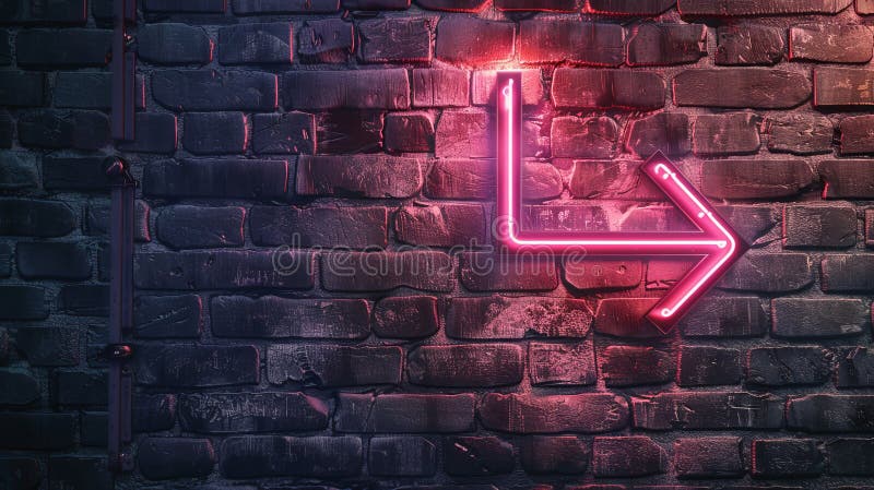 Pink Neon Arrow Sign on Brick Wall Stock Illustration - Illustration of ...