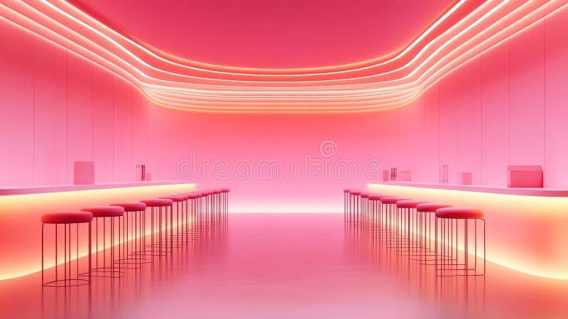 Pink Neon Bar Interior Design Illustration Generated Using AI. Stock ...