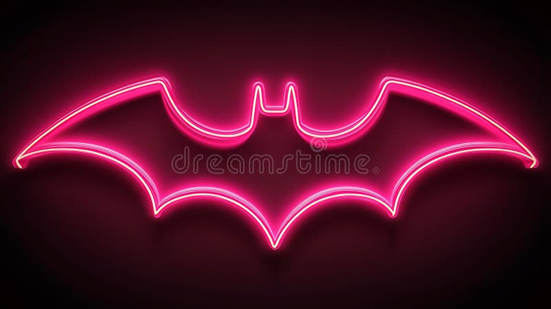 Pink Neon Bat Silhouette Glowing Dark Background Stock Illustration ...