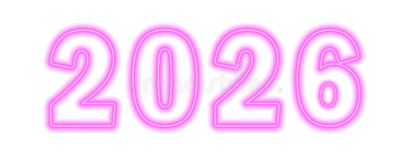 Pink Neon Colored 2026 Year Isolated on White Stock Illustration ...