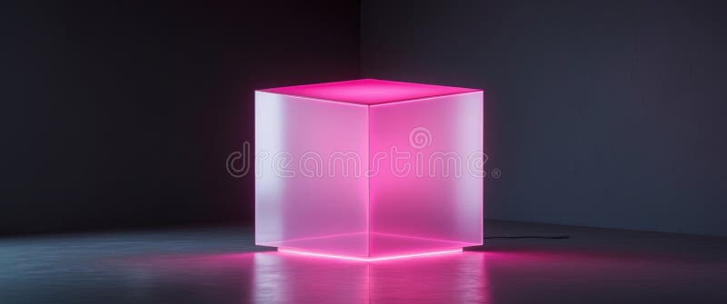Pink Neon Cube Reflection Dark Studio Stock Photos - Free & Royalty ...
