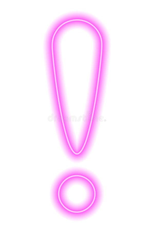 Pink Neon Exclamation Point Isolated on White Stock Illustration ...