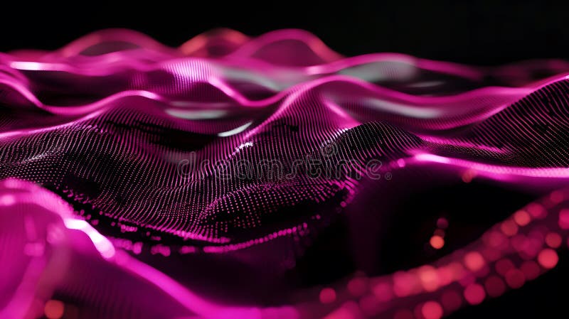 Pink Neon Glowing Ripple Waves Expanding in Black Digital Space Stock ...