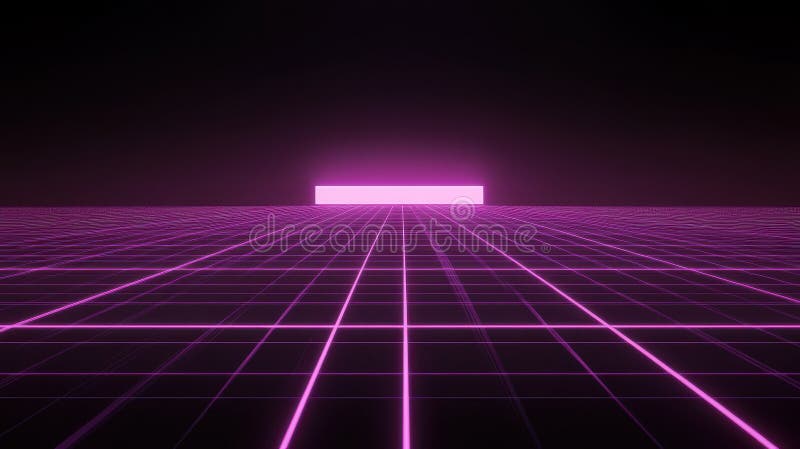 Pink Neon Grid with Bright Rectangular Light Source Stock Illustration ...