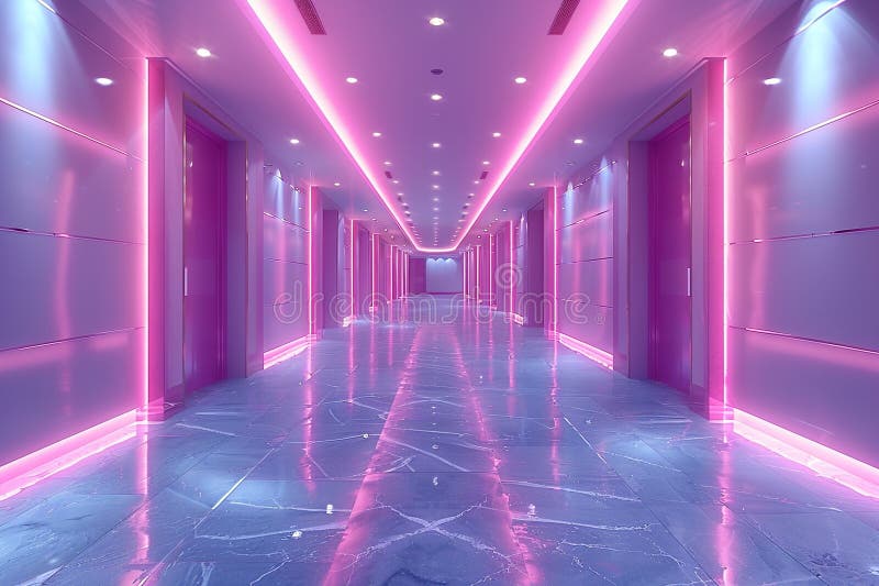 Pink Neon Hallway stock illustration. Illustration of style - 335344030