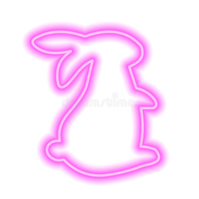 Pink Neon Icon Rabbit Isolated on White Stock Vector - Illustration of ...