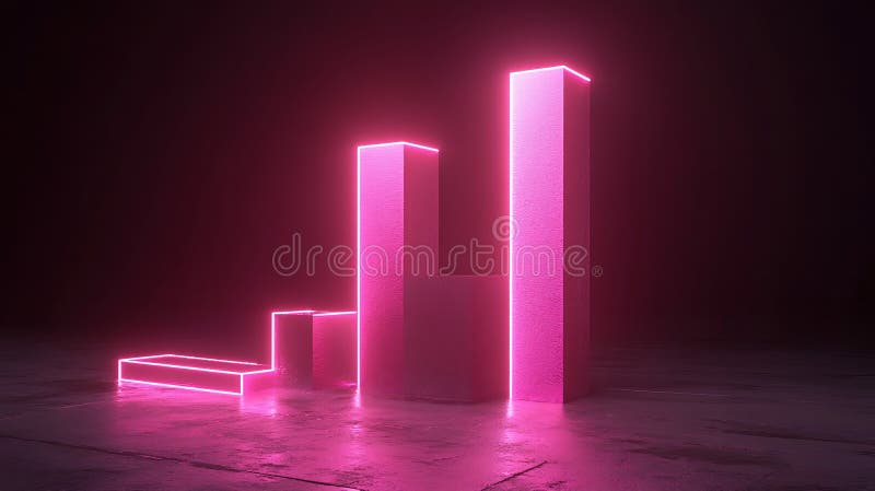Pink Neon Light Bar Graph Ascending Growth Stock Illustration ...