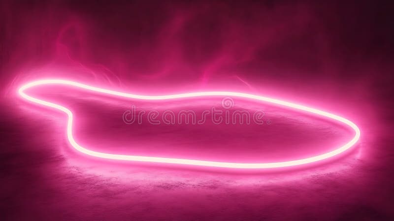 Pink Neon Light Forms Abstract Shape on Dark Surface Stock Image ...