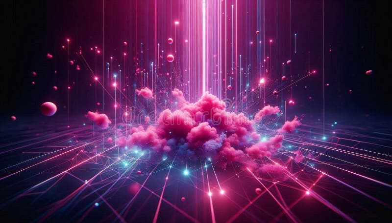 Pink Neon Light Smoke. Space Cloud Game Background Stock Illustration ...