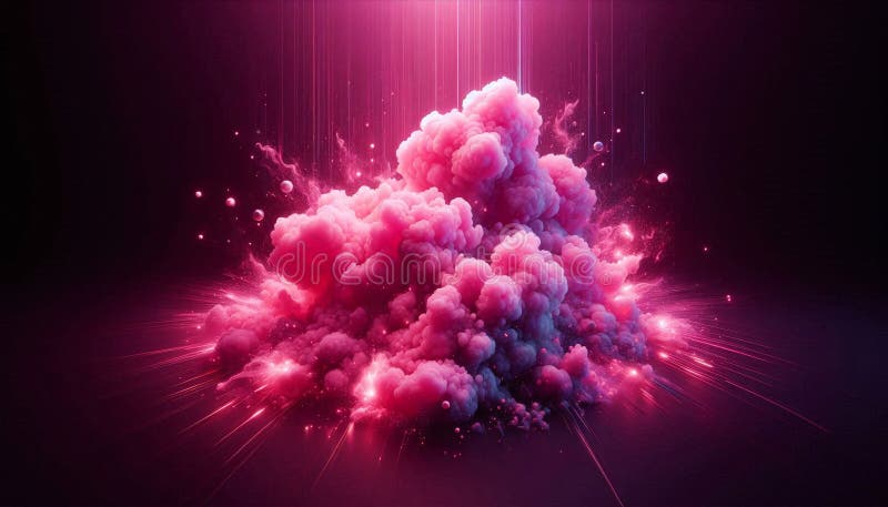 Pink Neon Light Smoke. Space Cloud Game Background Stock Illustration ...