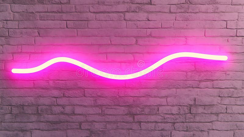 Pink Neon Light Wave on Brick Wall Stock Illustration - Illustration of ...