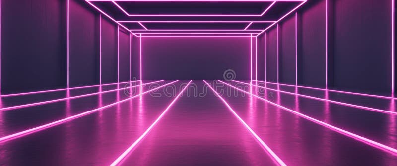 Pink Neon Lights Illuminate Empty Dance Floor. Stock Image - Image of ...