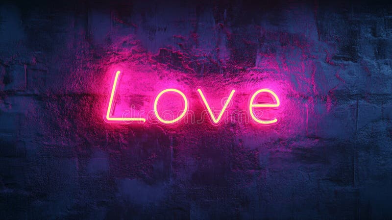 Pink Neon Love Sign on Grunge Wall Stock Illustration - Illustration of design, relationship ...