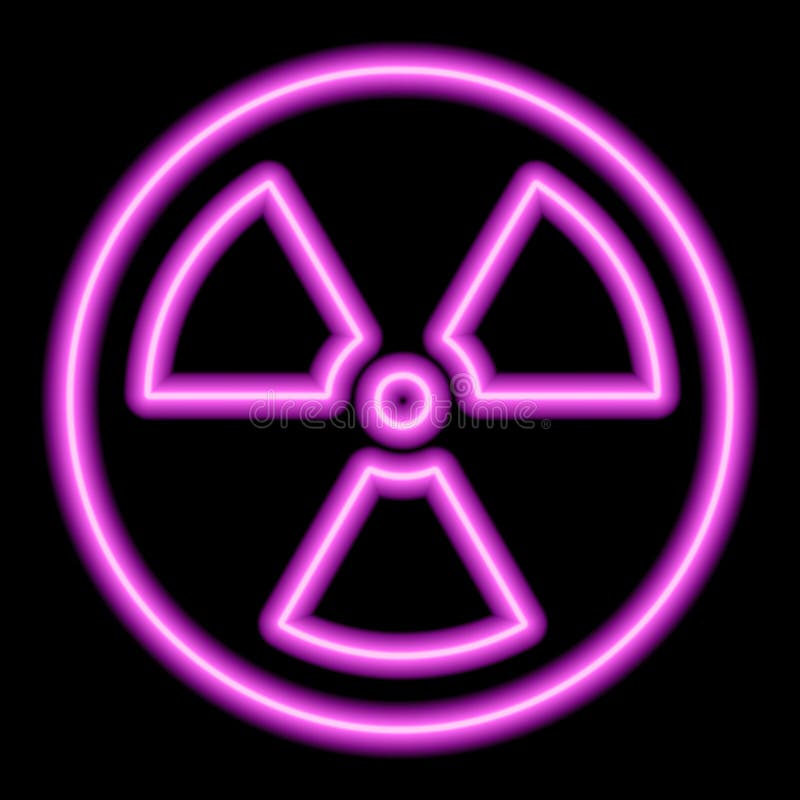 Pink Neon Radiation Icon on a Black Background Stock Illustration ...