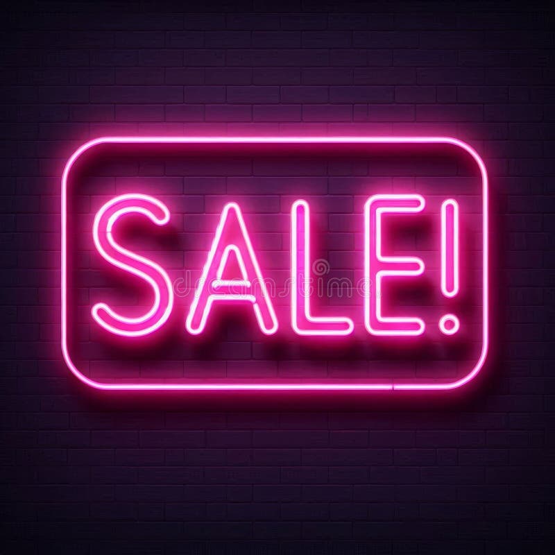 Pink Neon Sale Display stock illustration. Illustration of attention ...