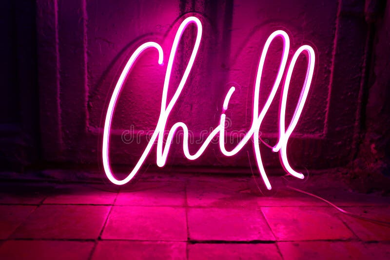 Pink Neon Sign RnB Club. Trendy Style Stock Photo - Image of glowing ...