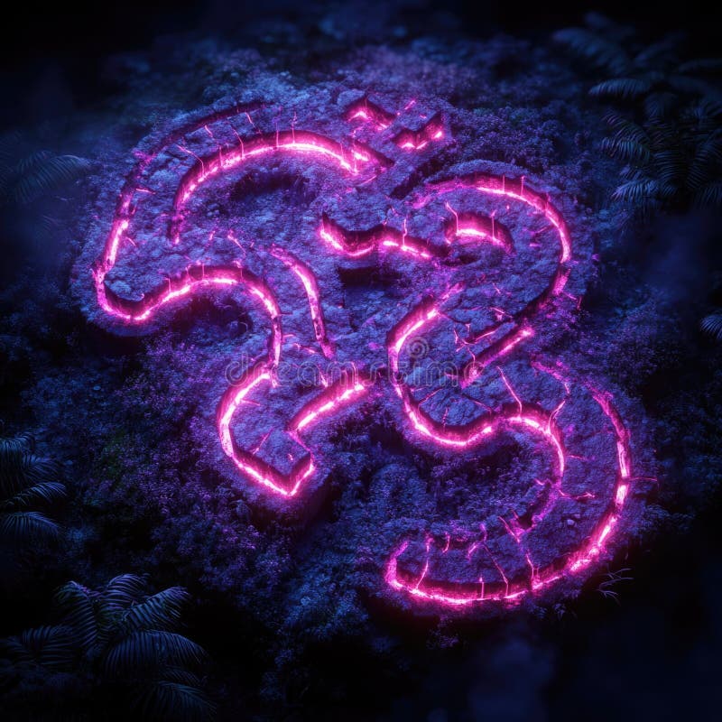 A Pink Neon Snake Slithers through a Dense Forest, Illuminating Its ...
