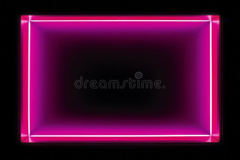 A Pink Neon Square on a Black Background Stock Illustration ...