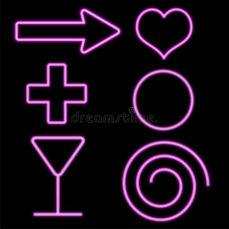 Pink Neon Symbols stock vector. Illustration of vector - 12106916