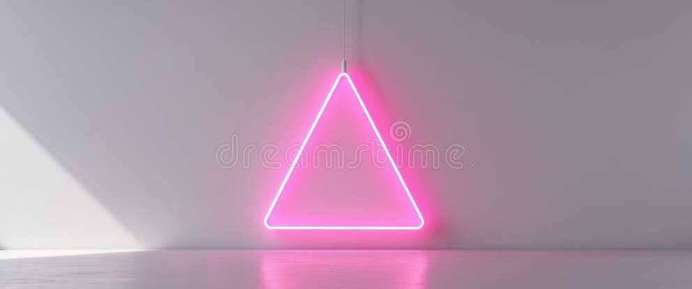 Pink Neon Triangle Light Frame Abstract Background. Stock Photo - Image ...