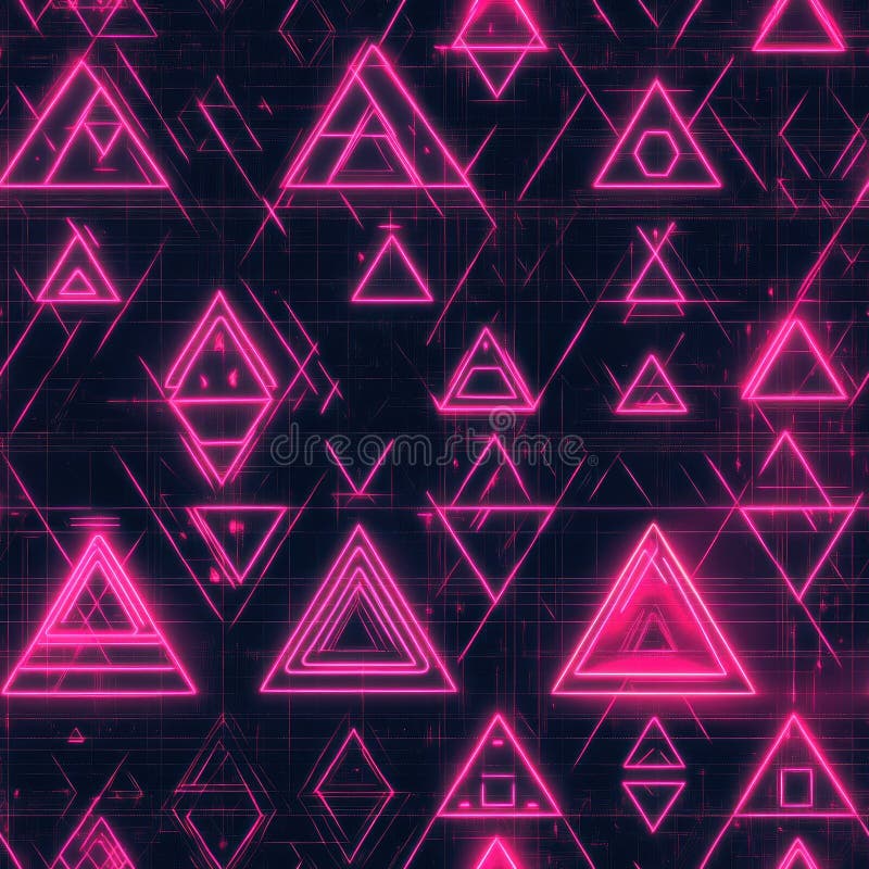 Pink Neon Triangles and Geometric Shapes Creating Modern Abstract ...