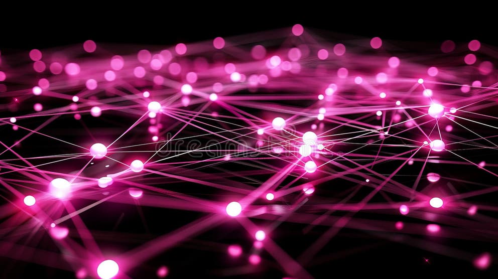 Pink Network Connection Structure, Futuristic Technology Concept Stock ...