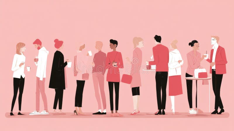 Pink Networking Event stock illustration. Illustration of event - 374884688