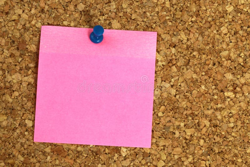 Pink note on cork board stock photo. Image of note, corkboard - 137374368