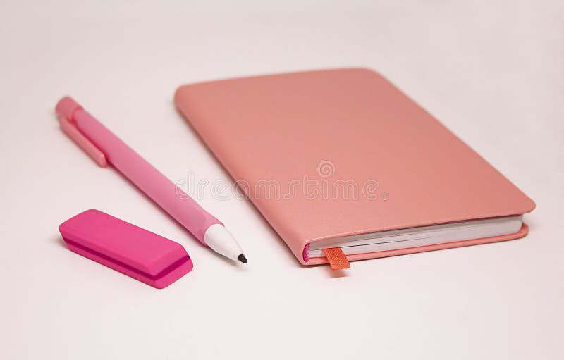 Pink Note Pad and Pencil, Soft Focus. Notebook, Organizer, Diary for ...