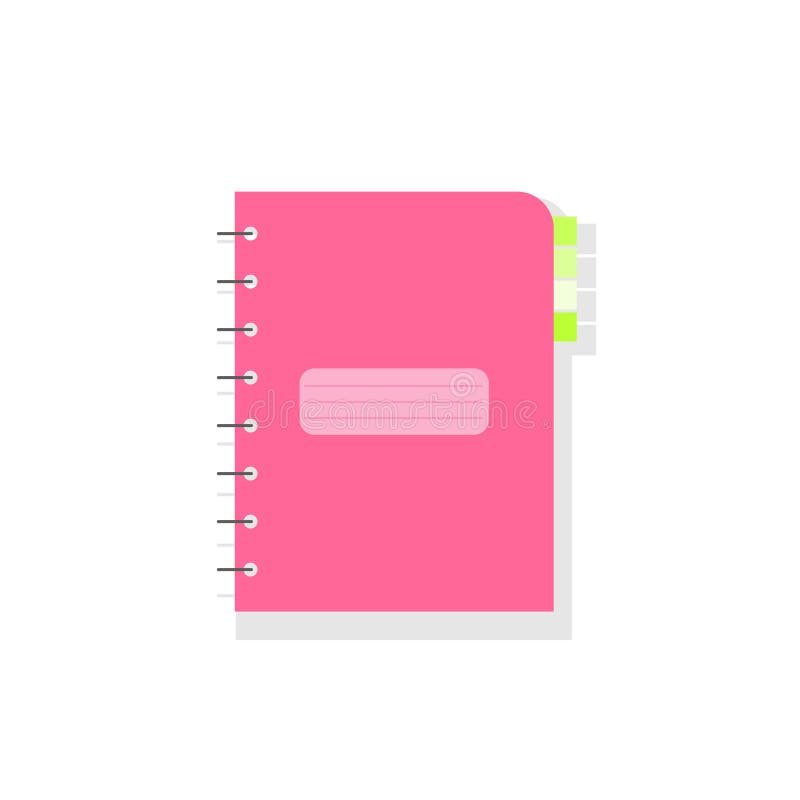 Pink Notebook Flat Icon Isolated. Diary, Scetchbook on White Background ...
