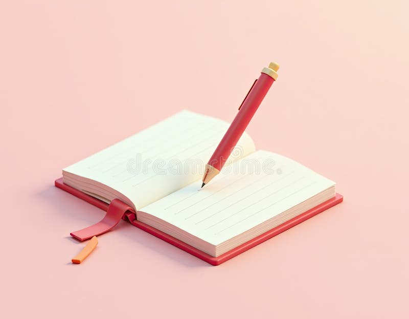 Pink Notebook and Pen Mockup - Minimalist Stationery Design Stock ...