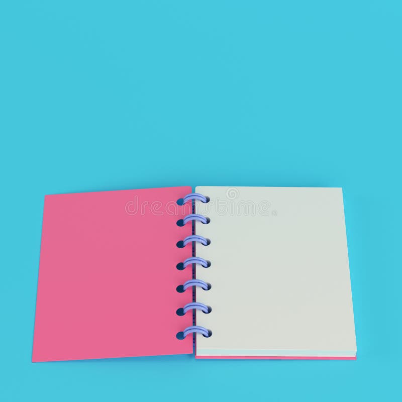 Pink Notepad on Bright Blue Background in Pastel Colors Stock ...