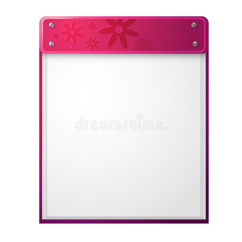 Pink Notepad with Flower Pattern Stock Illustration - Illustration of ...