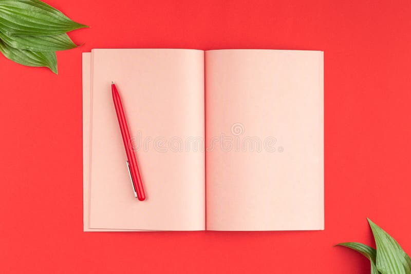 Pink Notepad on a Red Background. Stock Image - Image of lifestyles ...