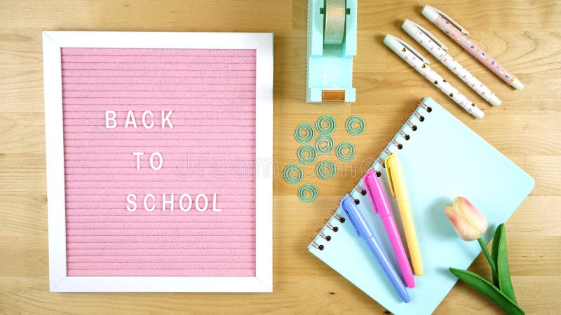 Pink Notice Board with Back To School Message . Stock Image - Image of ...