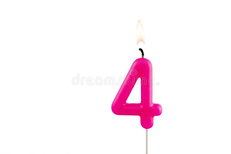 Pink Number 4 Birthday Candle on White Background Stock Photo - Image ...