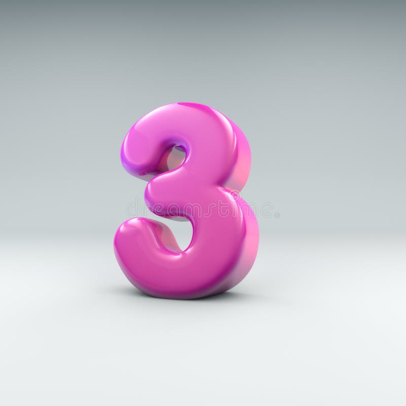 3D Render of the Number 3 in Pink Bubbly Style Stock Illustration ...