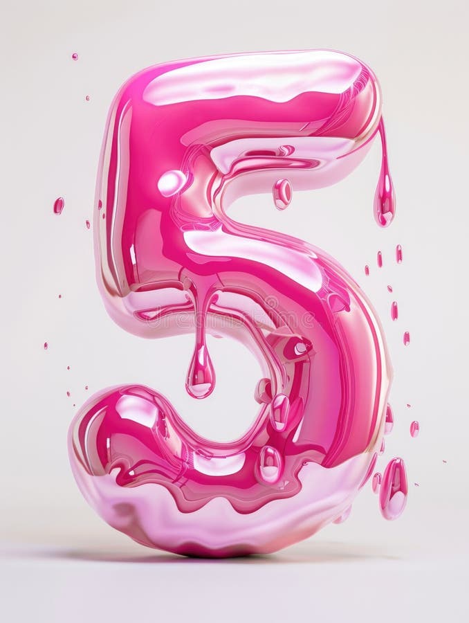 A Pink Number 5 with a Dripping Paint Effect Stock Image - Image of ...
