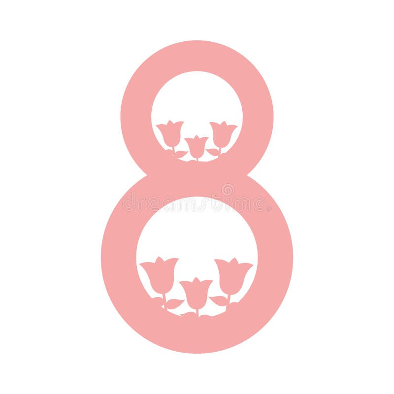 Pink Number Eight with Roses in it Stock Vector - Illustration of card ...