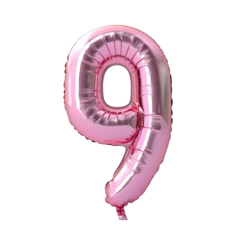 Pink Number Nine Balloon for Birthday or Anniversary. Isolated on White ...