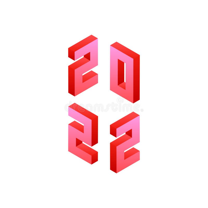 Pink 2022 Numbers Isometric Object Stock Vector - Illustration of merry ...