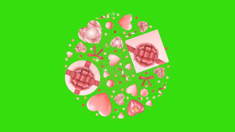 Pink Objects Round Pattern with Glitter Looping Animation Stock Footage ...