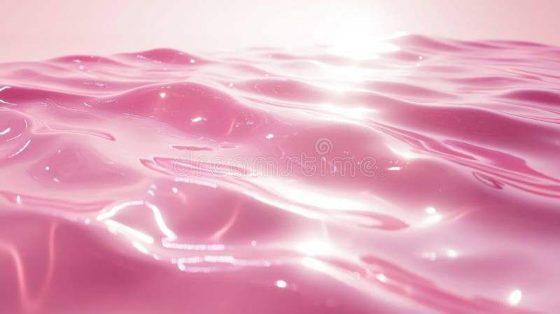 Pink Ocean Waves with Sunlight Glowing Stock Illustration ...