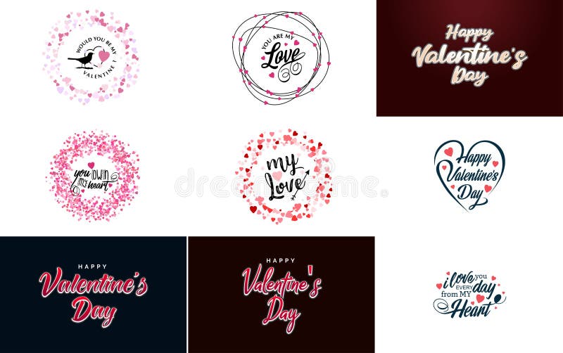 Pink October Logo with Hearts Calligraphy Lettering Isolated on White ...