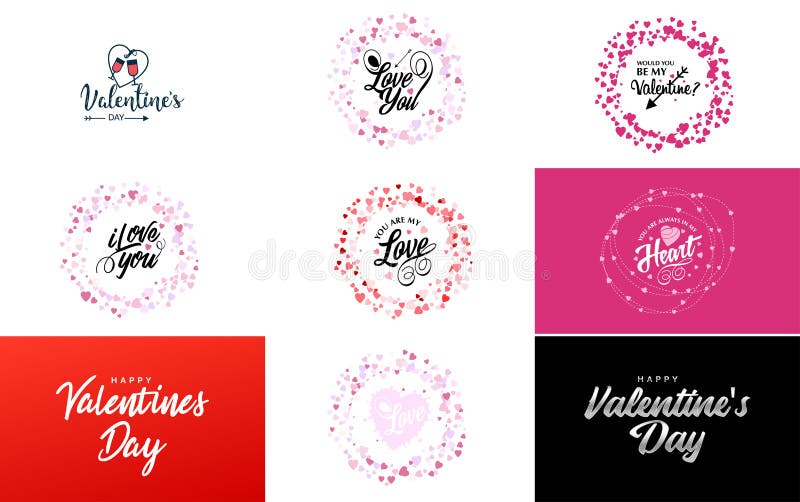 Pink October Logo with Hearts Calligraphy Lettering Isolated on White ...
