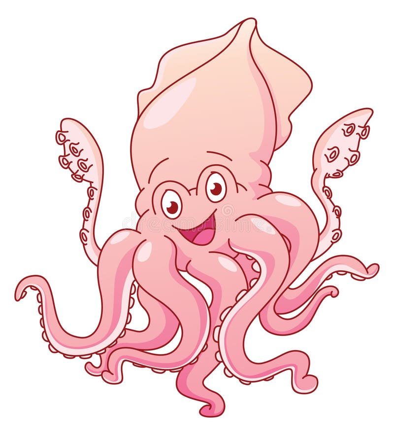 Pink Octopus Funny Color Illustration Design Stock Vector ...