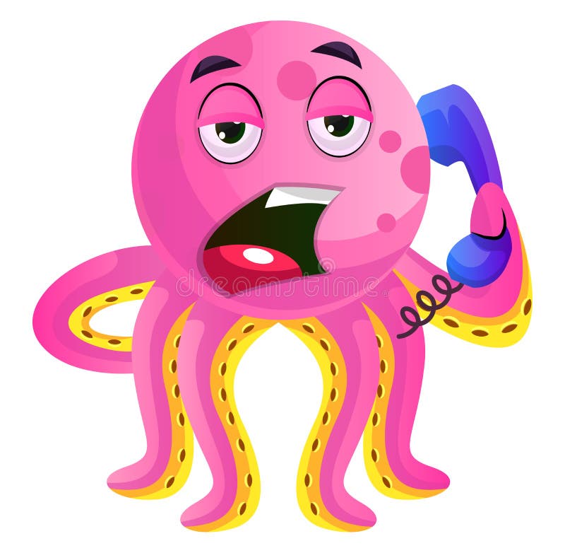 Octopus on Phone. Animal in Smartphone Stock Vector - Illustration of ...