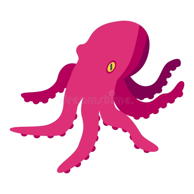 Pink Octopus Swimming with Tentacles Outstretched Stock Vector ...