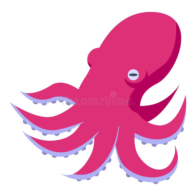 Pink Octopus Swimming with Tentacles Outstretched Stock Illustration ...